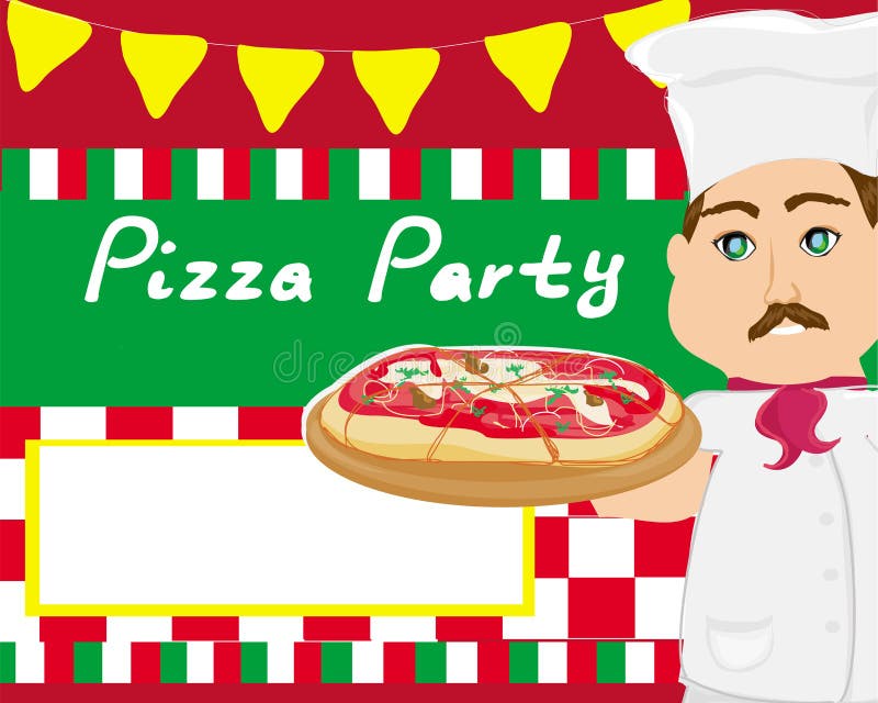 Chef with Pizza - Abstract Card with Space for Your Text Stock Vector ...