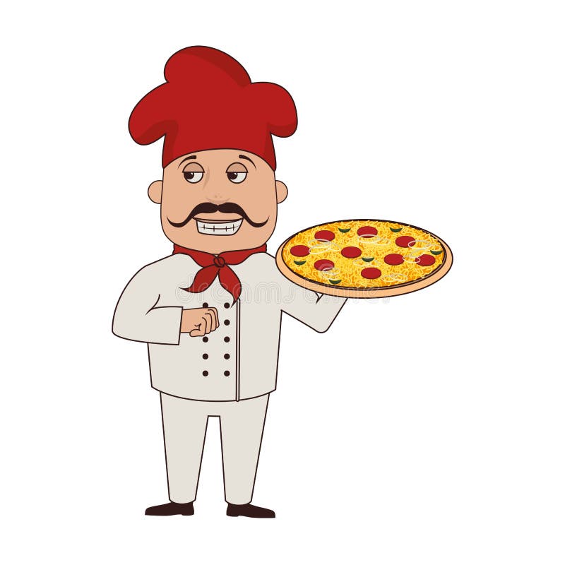 Chef pizza character icon stock illustration. Illustration of ...