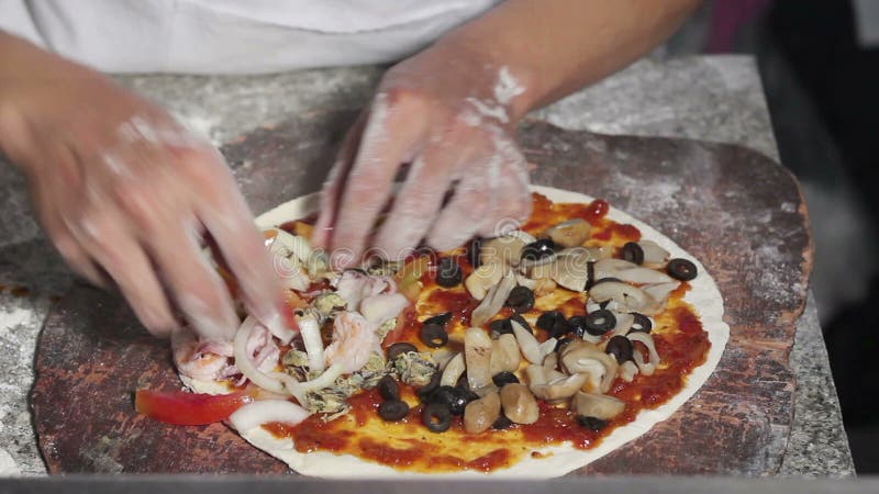 Chef pizza cooking pizza stock footage. Video of cooking - 40184248