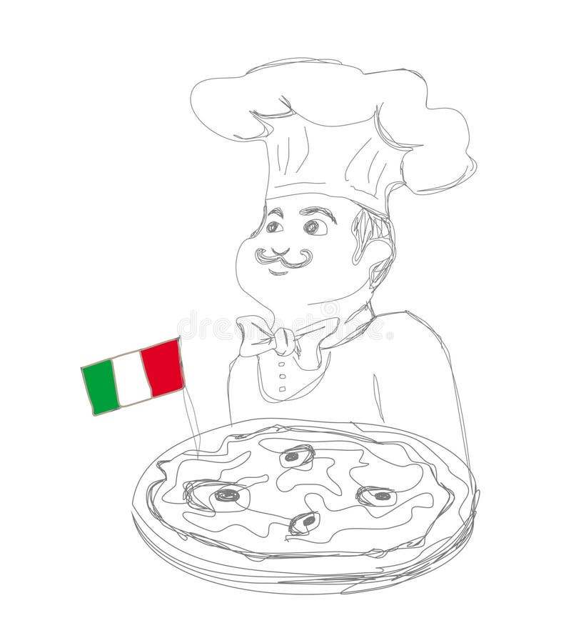 Chef with pizza stock illustration. Illustration of tasty - 31963077