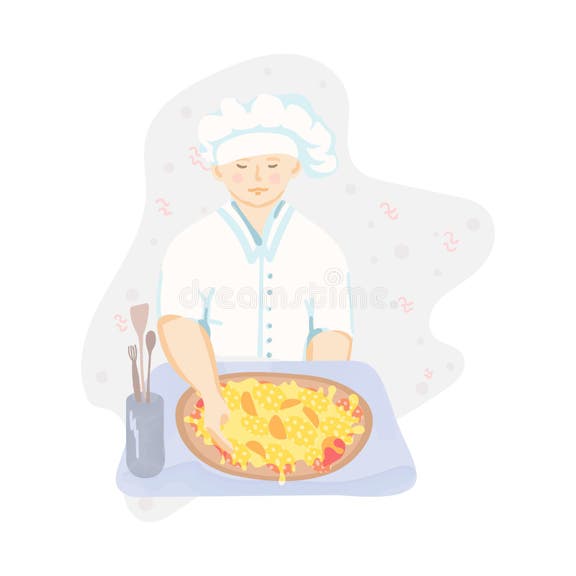 The Chef, a Pizza Maker in a White Coat and Uniform, Prepares Pizza ...