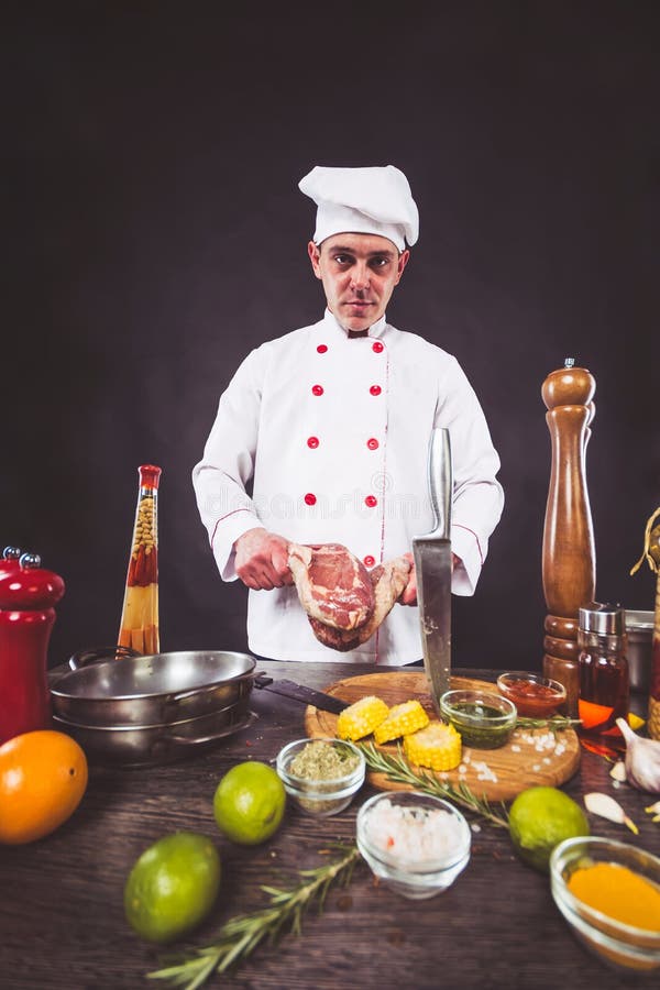 Chef Planning To Cook a Beef Tomahawk Steak Stock Image - Image of ...