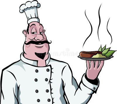 Chef with plate of food stock vector. Illustration of food - 15966936