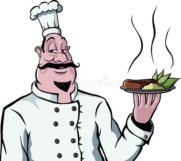 Chef with plate of food stock vector. Illustration of food - 15966936