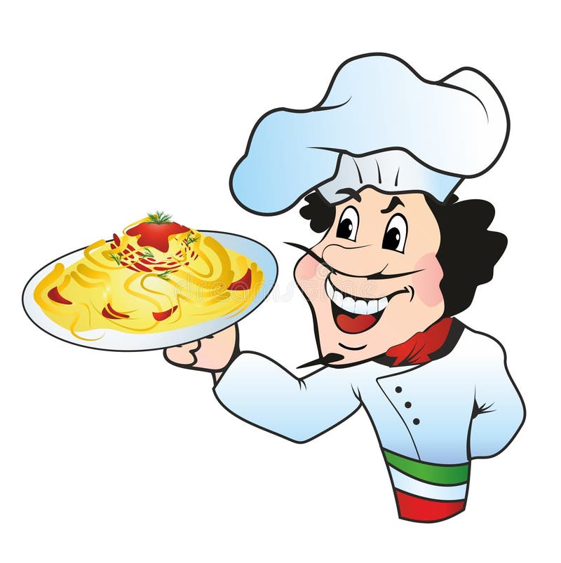 Italian Chef Cook with Spaghetti Stock Vector - Illustration of chili ...