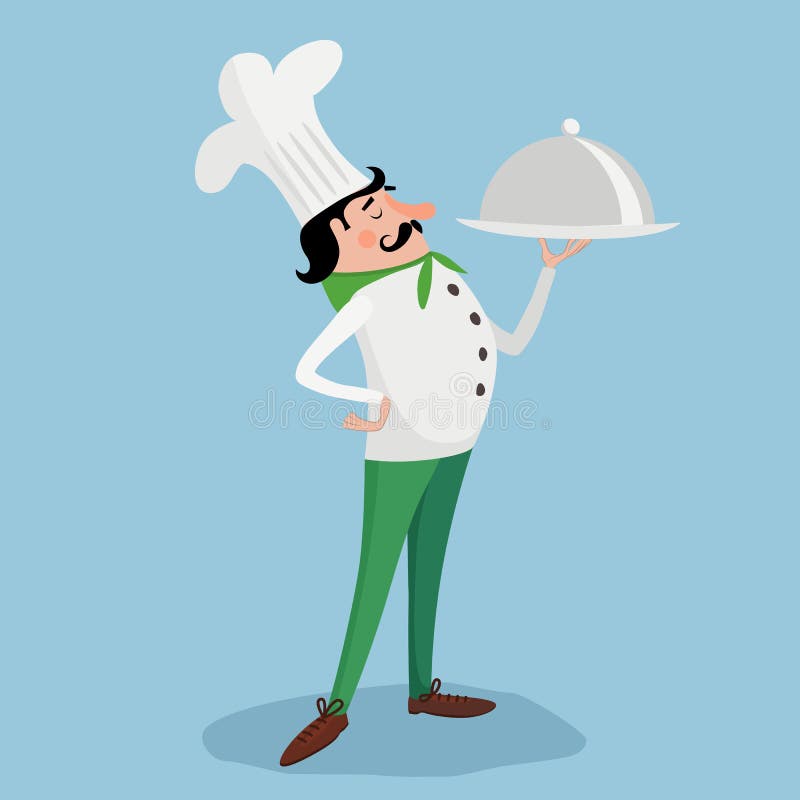 Chef with Plate. Vector Illustration Stock Vector - Illustration of ...