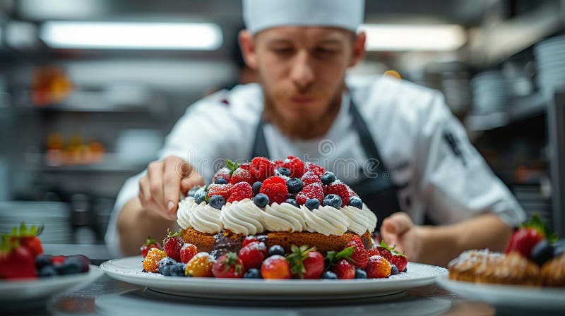 A Chef Plating a Traditional Mexican Dessert. Stock Photo - Image of ...