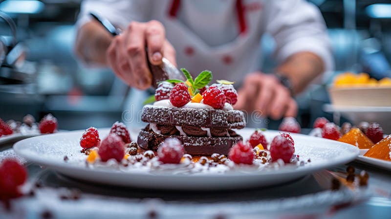 A Chef Plating a Traditional Mexican Dessert. Stock Image - Image of ...