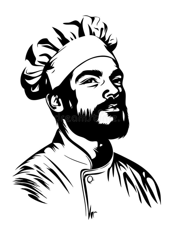 Chef Portrait Vector Illustration for Culinary Art and Branding Design ...
