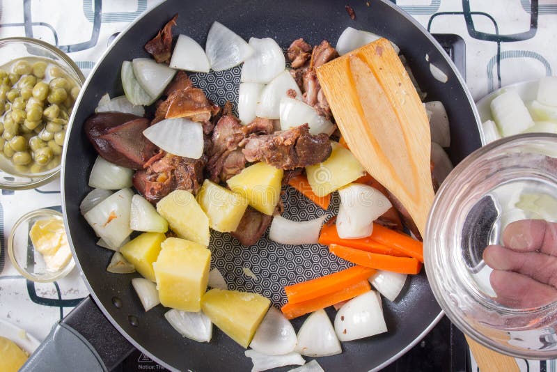 Chef Pouring Soup for Cooking Stock Photo - Image of meat, appetizer ...