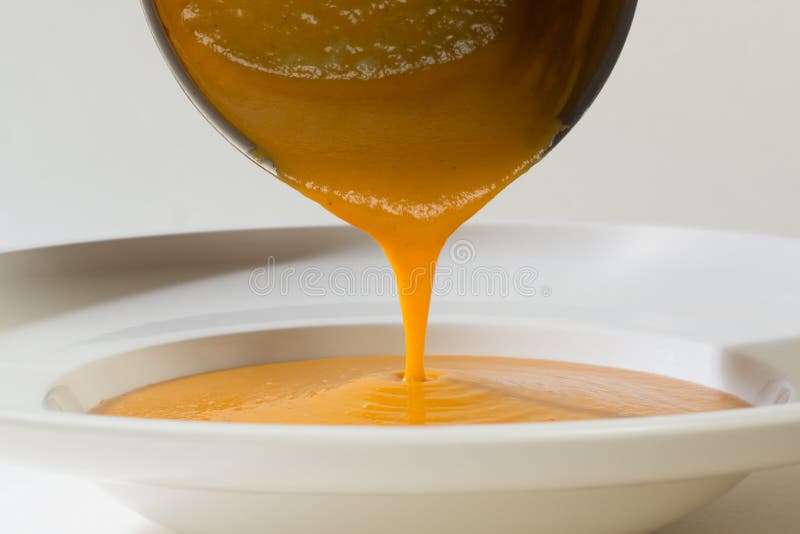 Chef pouring soup stock image. Image of pouring, cream - 100464207