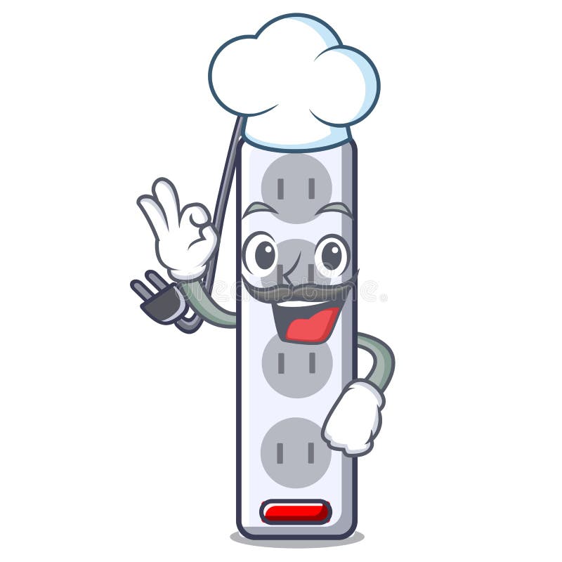 Chef Power Strip Attaches the Cartoon Table Stock Vector - Illustration ...