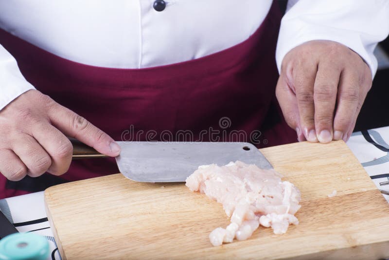 Chef Prepared Chopping Chicken before Cooking Stock Photo - Image of ...