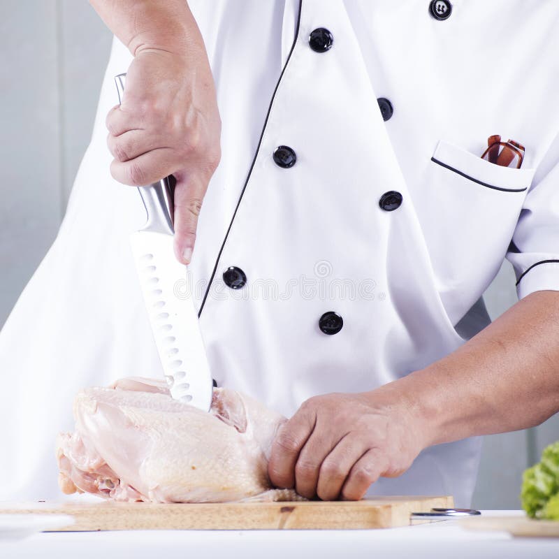 Chef Prepared Chopping Raw Chicken Stock Image - Image of poultry ...
