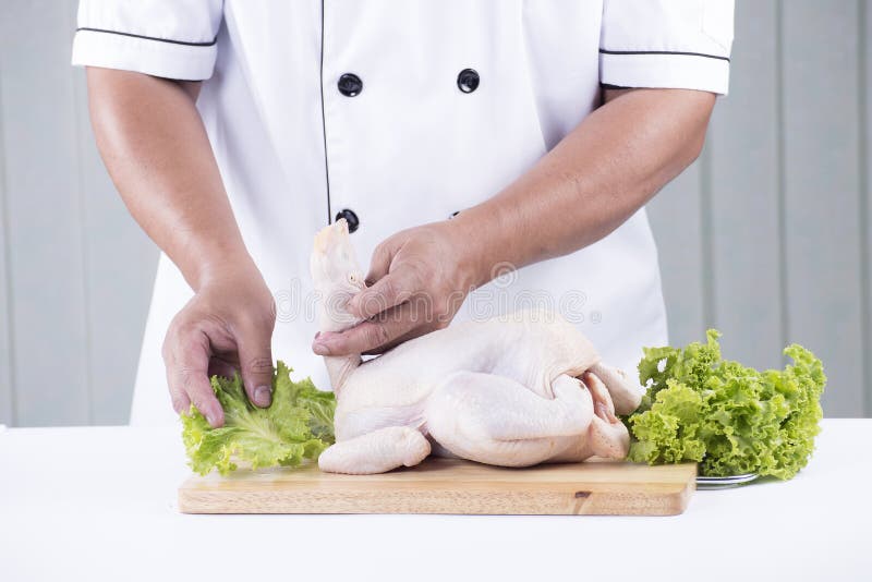 Chef Prepared Cooking Raw Chicken Stock Photo - Image of ingredient ...