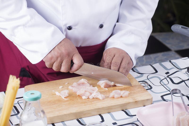 Chef Prepared Cutting Chicken before Cooking Stock Photo - Image of ...
