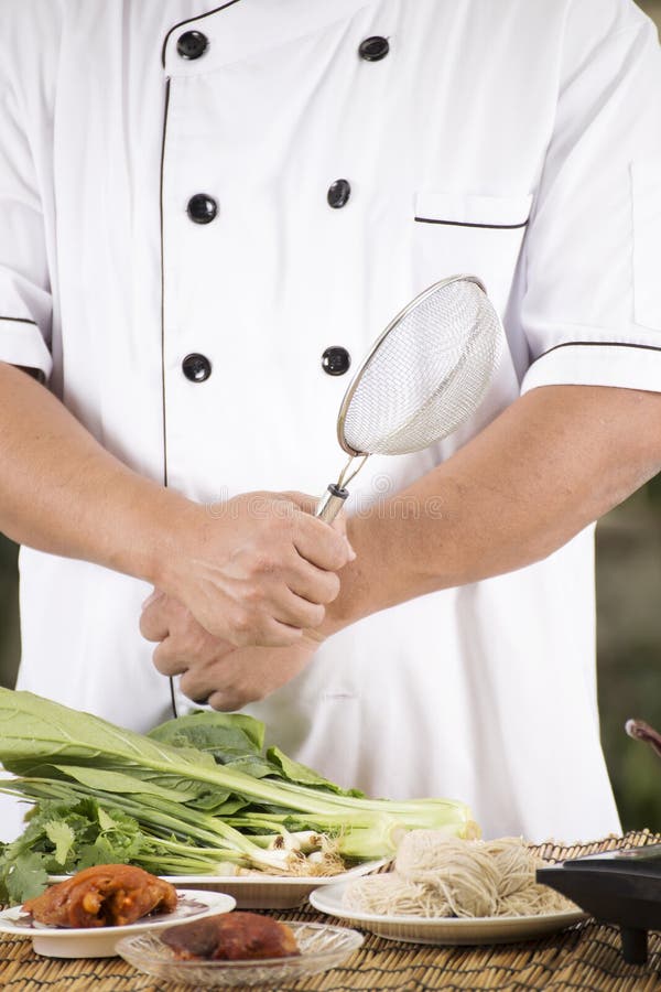 Chef Prepared Noodle Ingredient Stock Photo - Image of hand, kitchen ...