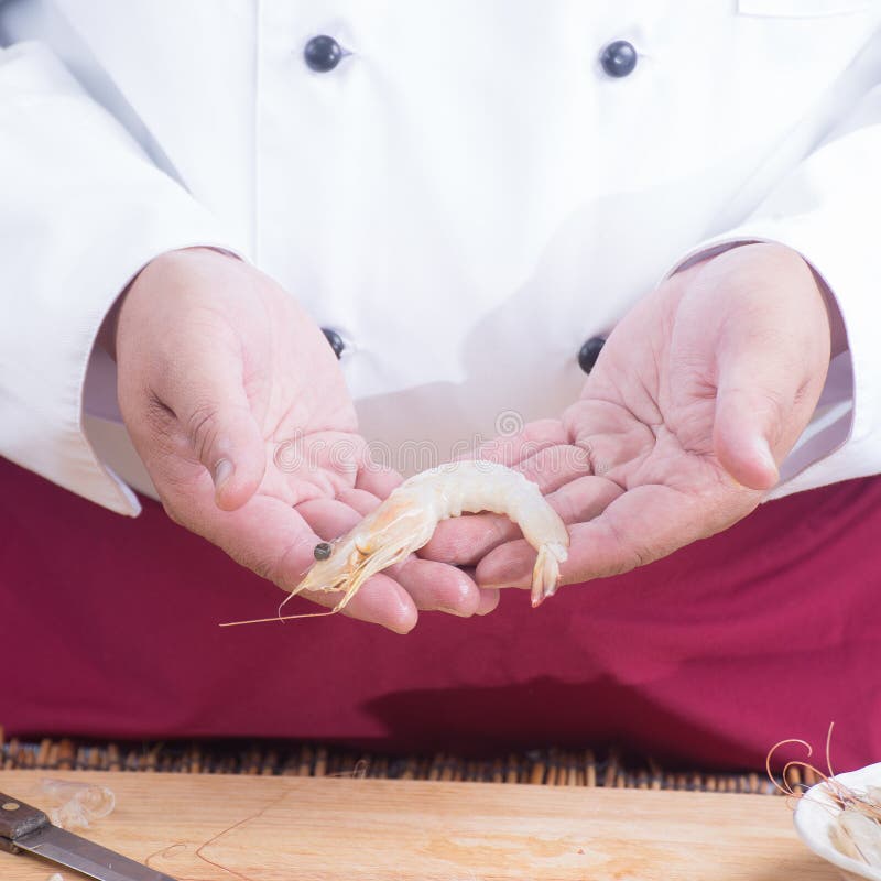 Chef Prepared Shrimp before Cooking Stock Image - Image of cook, nature ...