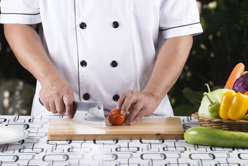 Chef Prepared Tomato for Slice Stock Image - Image of cook, tomato ...