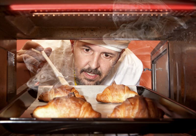 Chef Prepares Croissant in the Oven Stock Image - Image of bake, hunger ...