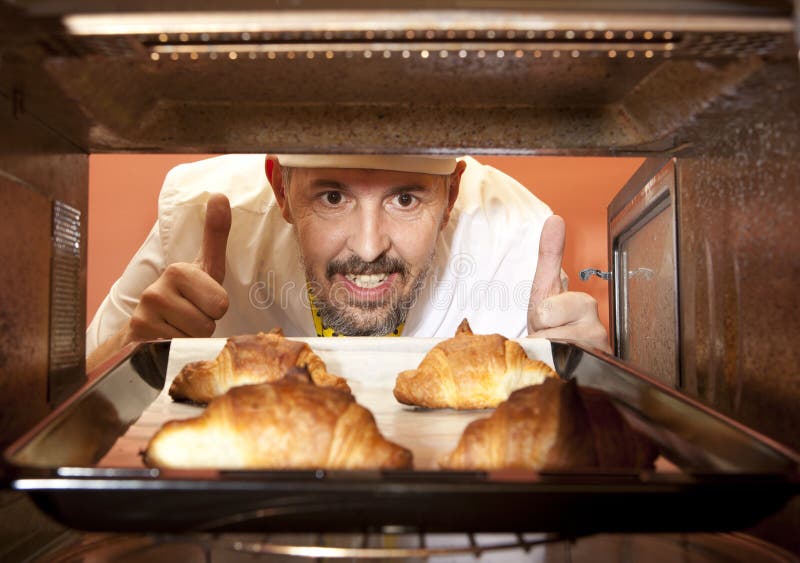 Chef Prepares Croissant in the Oven Stock Photo - Image of bath, cook ...