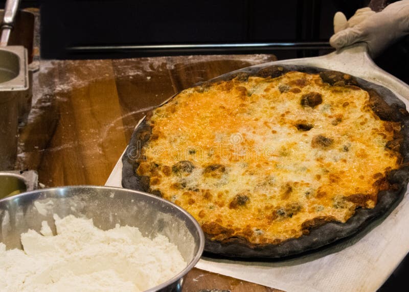 Chef Prepares Delicious Pizzas on the Kitchen Stock Photo - Image of ...