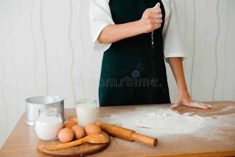 The Chef Prepares the Dough - the Process of Making Dough in the ...