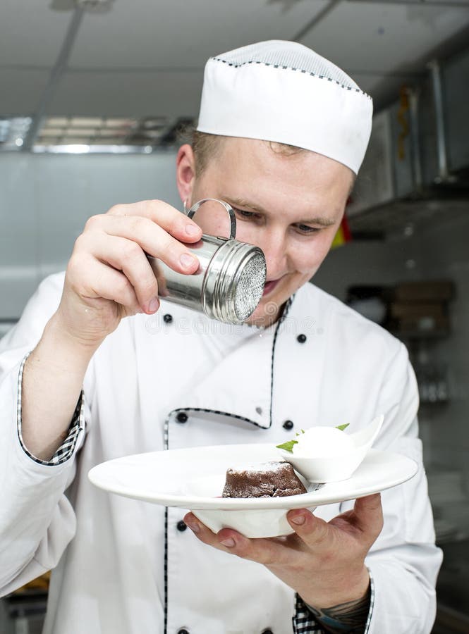 Chef prepares a meal stock photo. Image of standing, smiling - 34866186