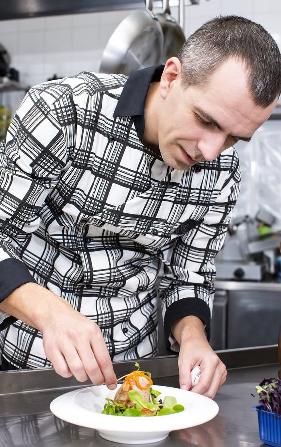 Chef prepares a meal stock image. Image of happy, standing - 41271805
