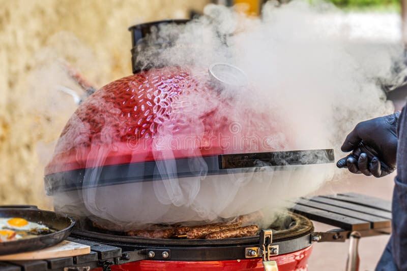 The Chef Prepares Meat for a Burger Stock Photo - Image of prepares ...