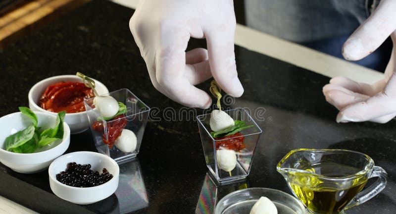 Chef Preparing Canapes in the Kitchen Stock Image - Image of gourmet ...