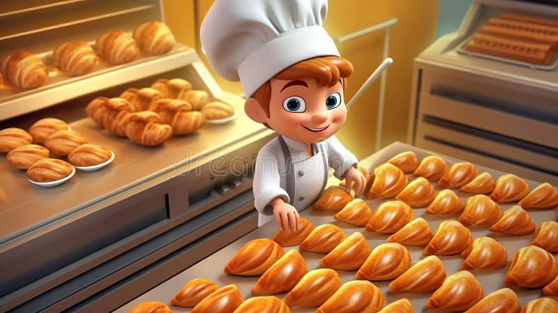Chef Preparing Croissant at Kitchen. AI Generated Stock Illustration ...