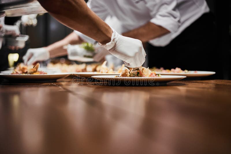 Chef preparing dish stock image. Image of dinner, preparation - 162147591