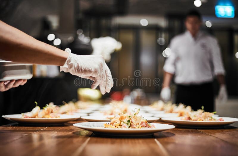 Female Chef in Restaurant Kitchen Cooking Stock Image - Image of ...