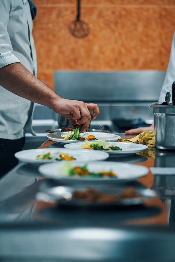 Chef Preparing Dishes for Tasting Menu Stock Photo - Image of closeup ...