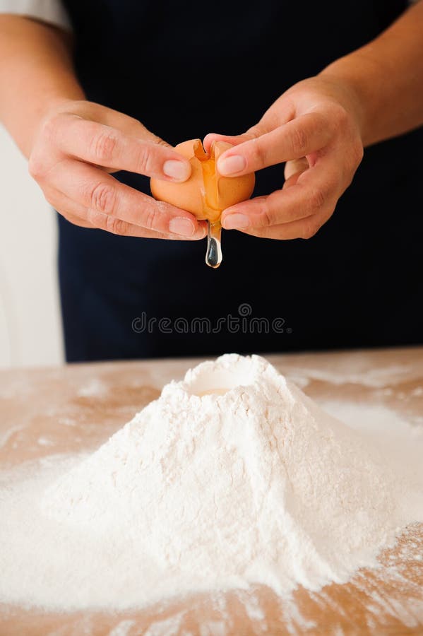 Chef Preparing Dough - Cooking Process, Work with Flour Stock Photo ...