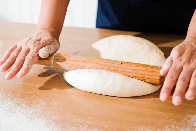 Chef Preparing Dough - Cooking Process, Work with Flour Stock Image ...