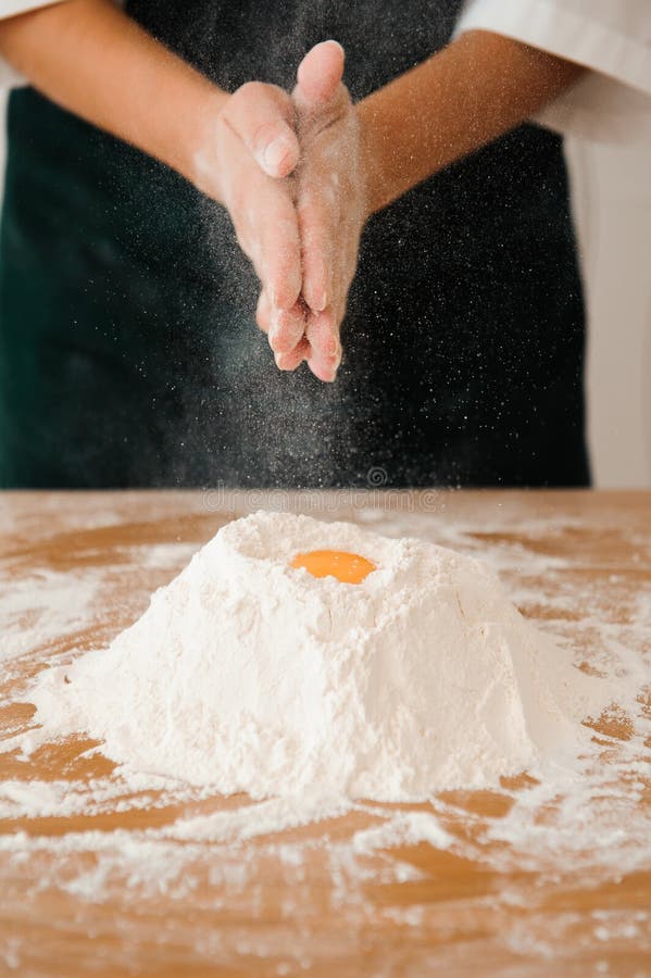 Chef Preparing Dough - Cooking Process, Work with Flour Stock Photo ...