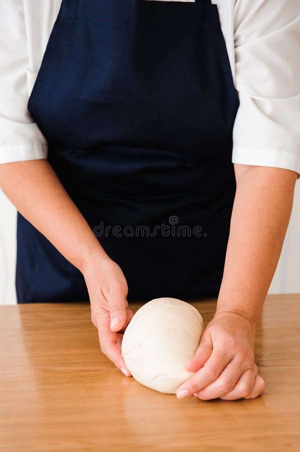 Chef Preparing Dough - Cooking Process, Work with Flour Stock Image ...