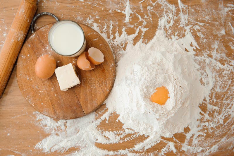 Chef Preparing Dough - Cooking Process, Work with Flour Stock Photo ...