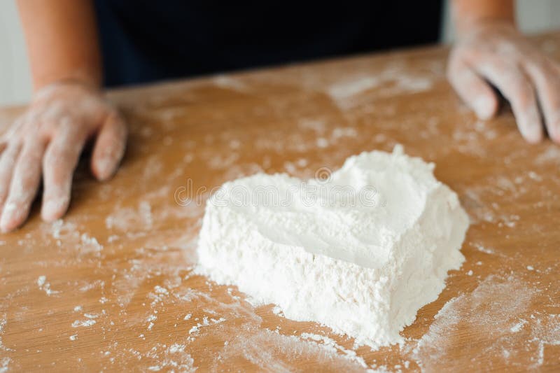 Chef Preparing Dough - Cooking Process, Work with Flour Stock Image ...