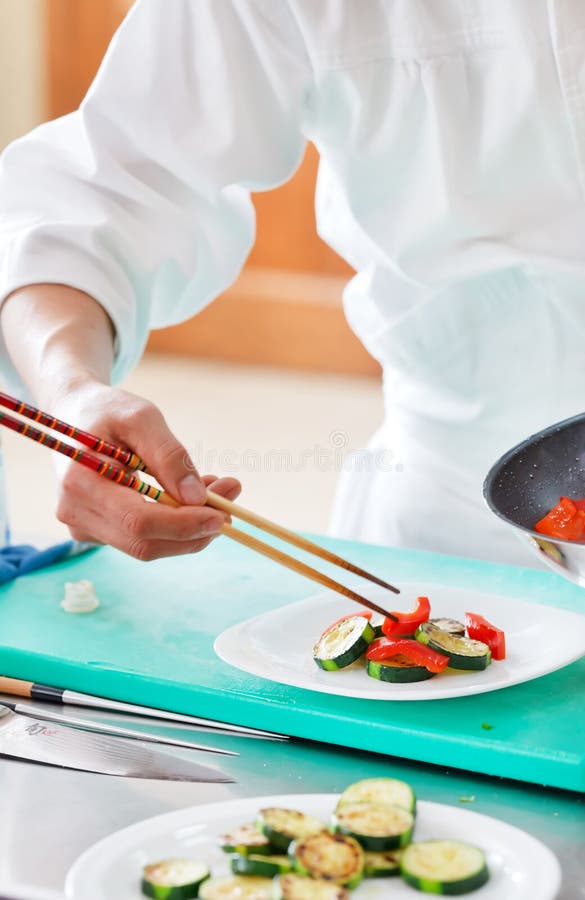 Chef preparing food stock photo. Image of salad, garnish - 19015096