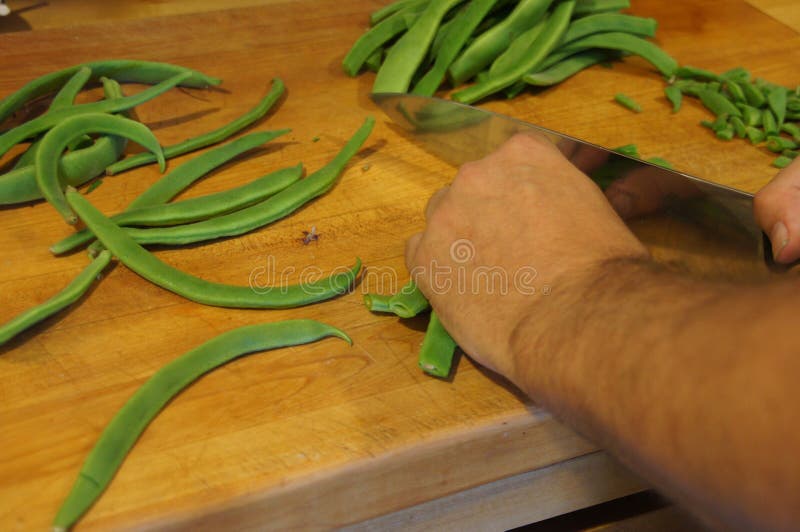 Chef preparing green beans stock image. Image of chef - 26306419