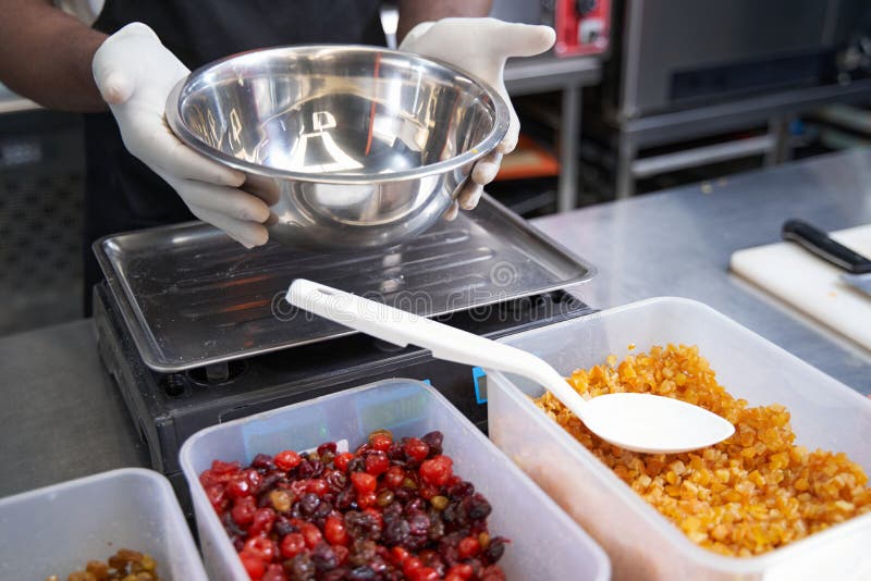Chef Preparing Ingredients for Baking at the Kitchen Stock Photo ...