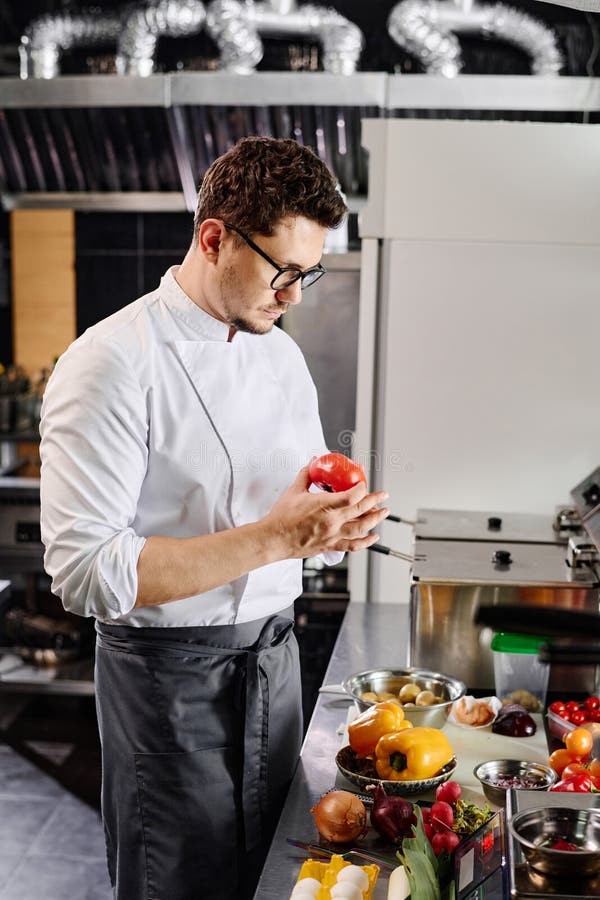 Chef Preparing Ingredients for Cooking Meal Stock Photo - Image of ...