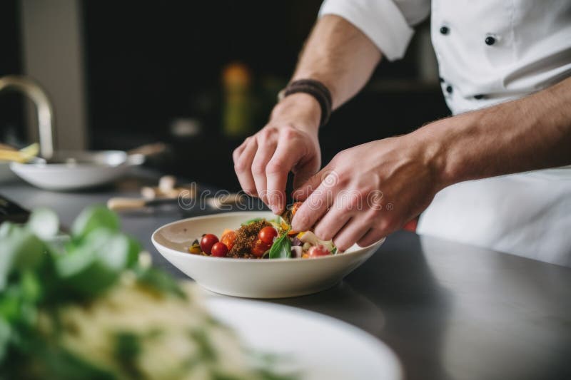 A Chef Preparing a Meal in a Kitchen. Generative AI Image. Stock ...
