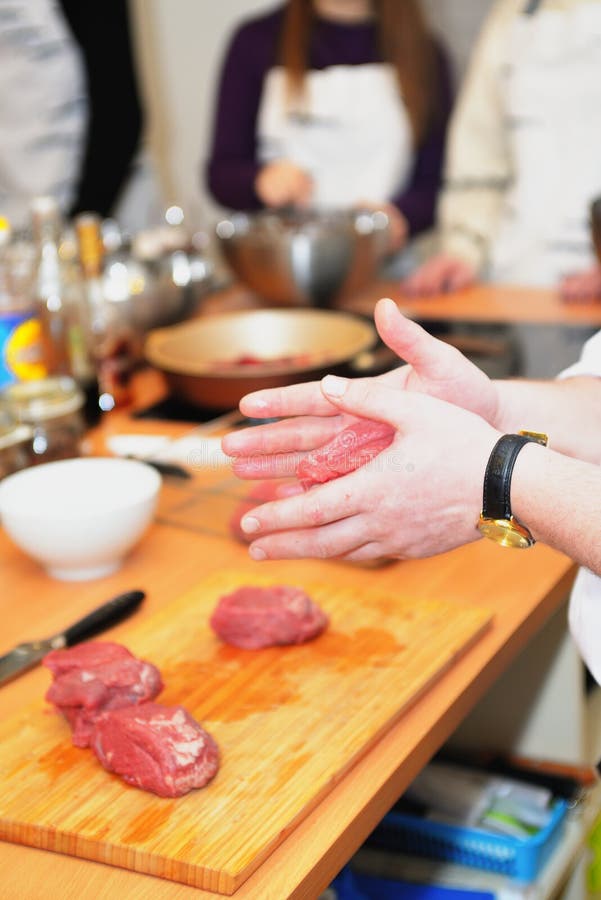 Chef preparing the meat stock photo. Image of cuisine - 53076842