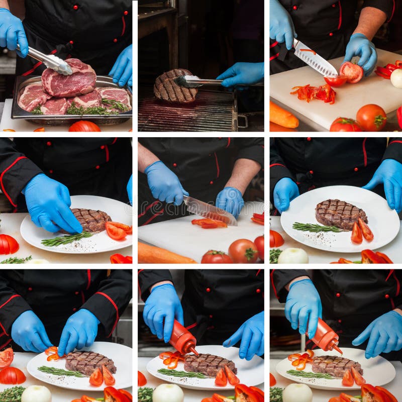 Chef preparing meat steak stock photo. Image of meat - 80212026