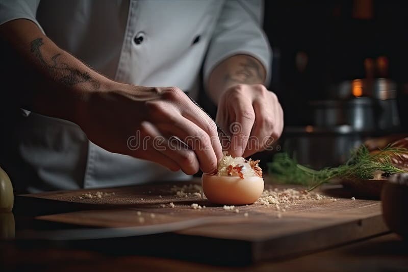 Chef Preparing Pizza in the Kitchen, Close-up of Hands, Chefs Hands ...