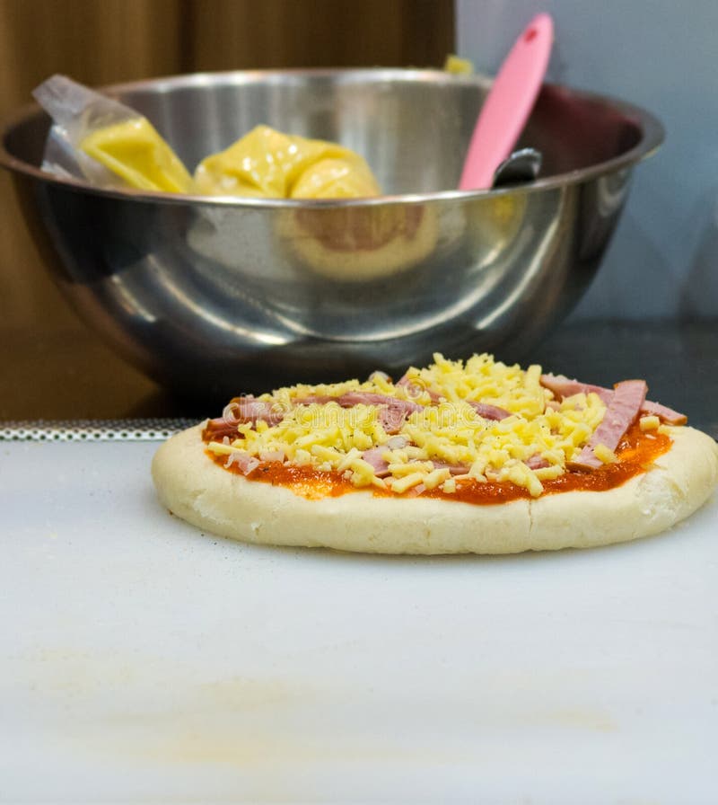 Chef Preparing Pizza , the Process of Making Pizza Stock Image - Image ...